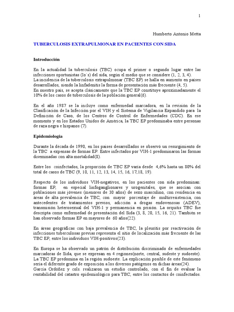 Tuberculosis Extrapulmonar | PDF | Tuberculosis | Inmunología