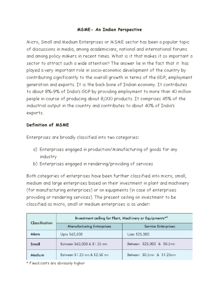 SME - An Indian Perspective | PDF | Factoring (Finance) | Small And ...