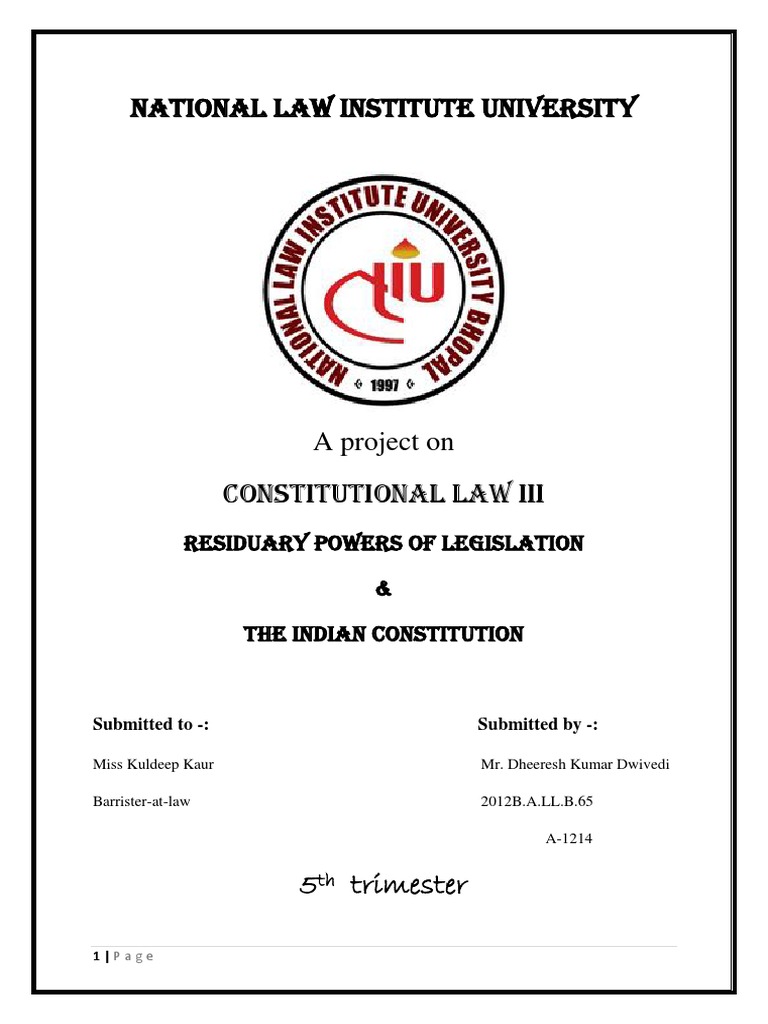 Residuary Powers in Indian Legislation | PDF | Constitution | Official ...