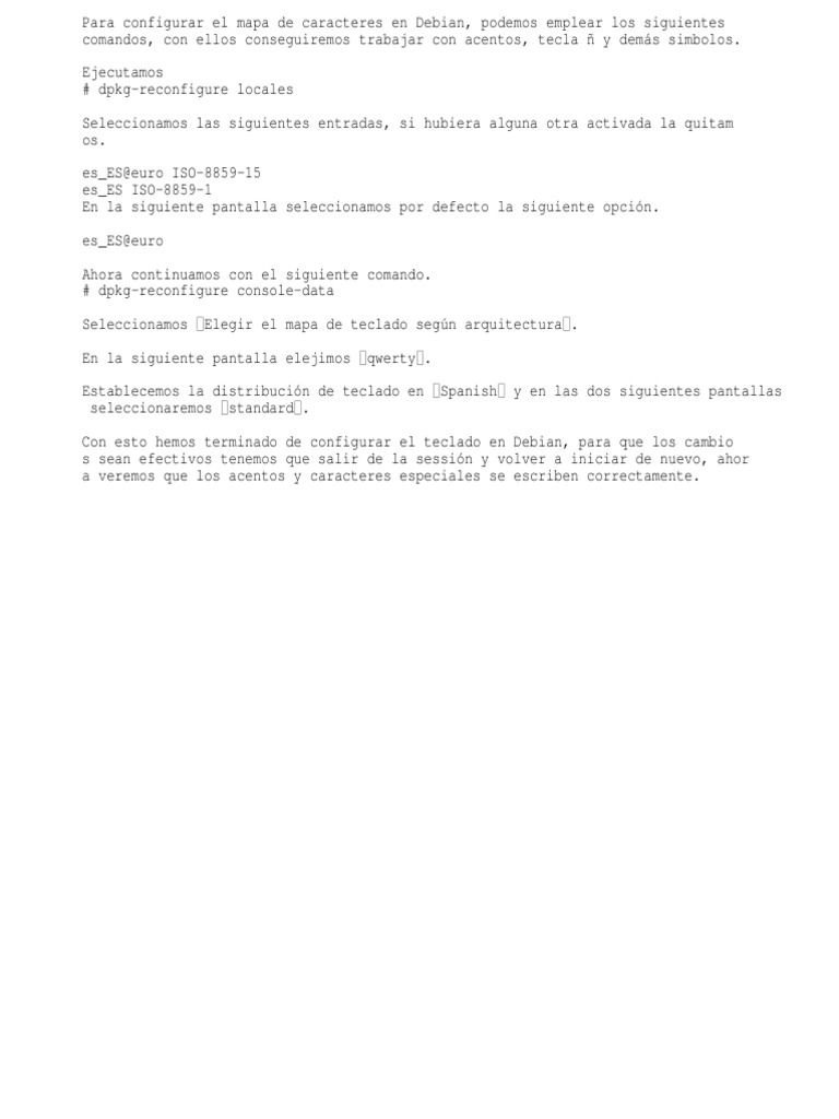 Configurar El Mapa de Caracteres en Debian | PDF