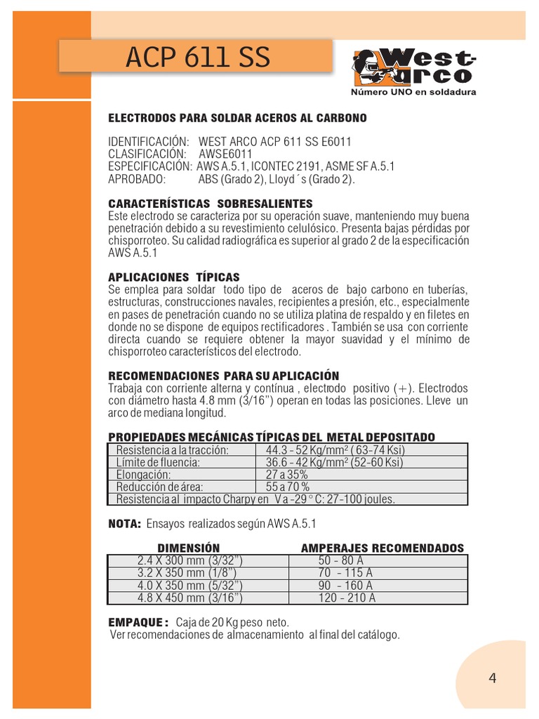 6011 | PDF | Electrodo | Soldadura