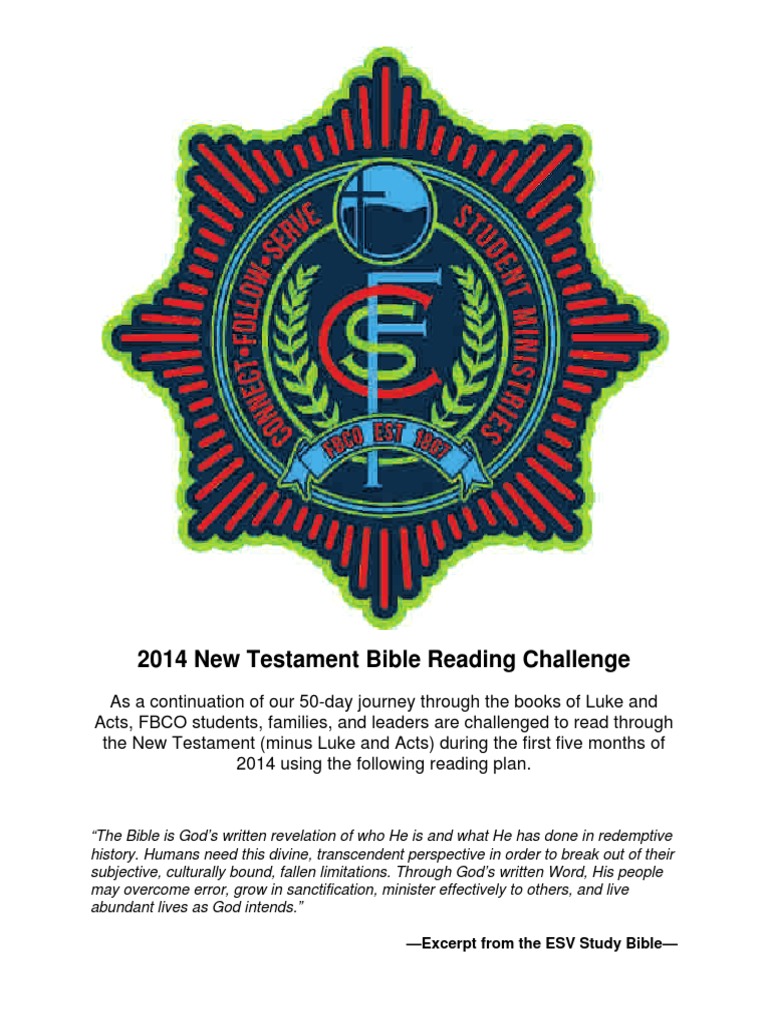 2014 New Testament Bible Reading Challenge: - Excerpt From The ESV ...