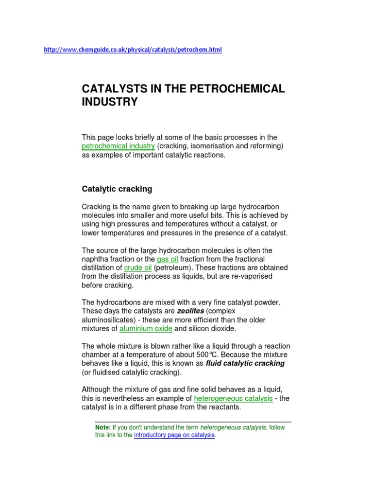 An Overview of Catalytic Processes in the Petrochemical Industry ...