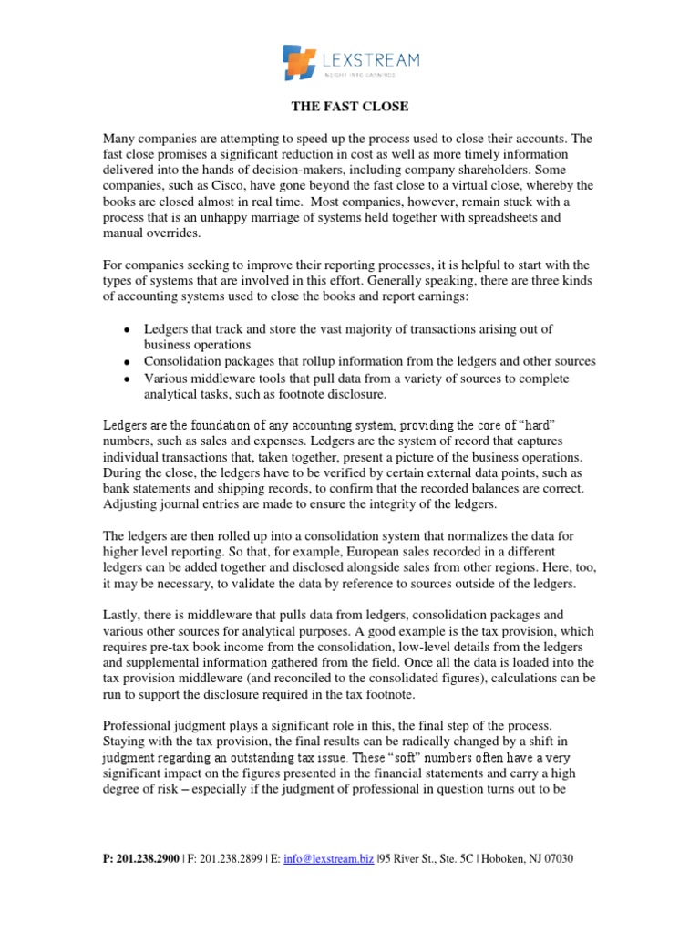 LexStream - The Fast Close | PDF | Spreadsheet | Databases