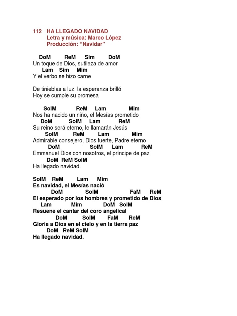 Ha llegado Navidad: Letra y Acordes | PDF | Religión y espiritualidad