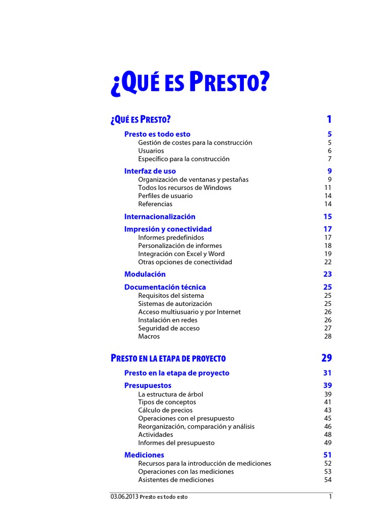 Catálogo de Presto PDF | PDF | Tabla (base de datos) | Presupuesto
