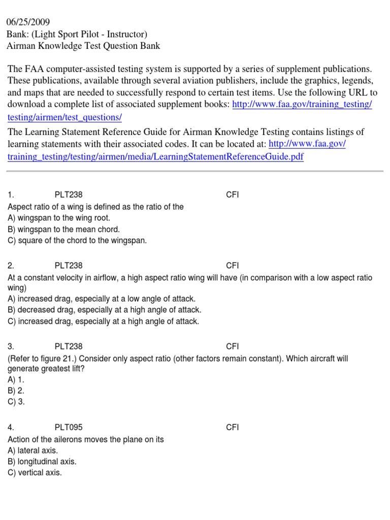 Sample TEST CFI - Sport | PDF | Gliding | Carburetor