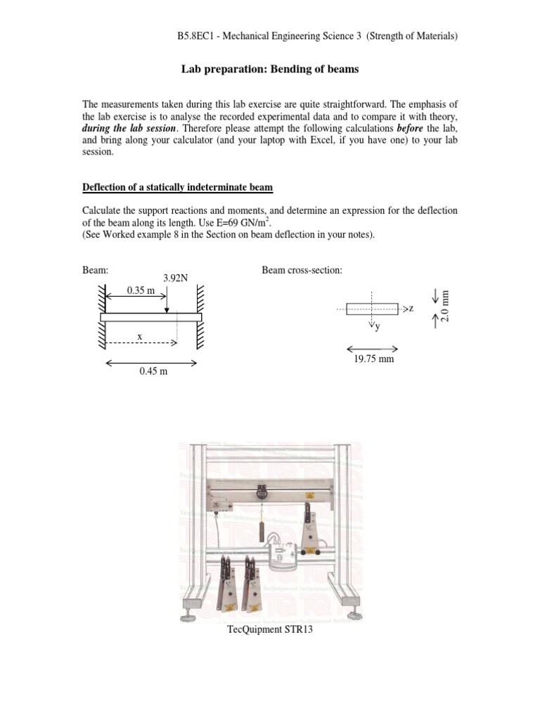 Beam Bending Lab Sheet and Short Report Sheet | PDF | Beam (Structure ...