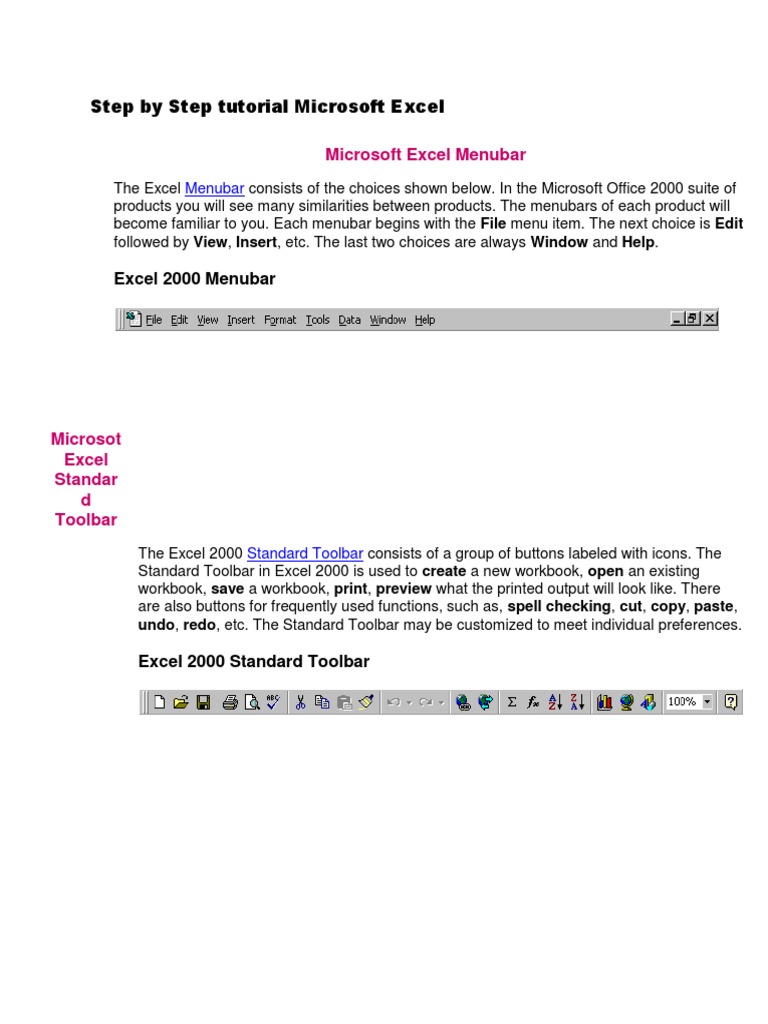Step by Step Tutorial Microsoft Excel 1 | PDF | Spreadsheet | Microsoft ...