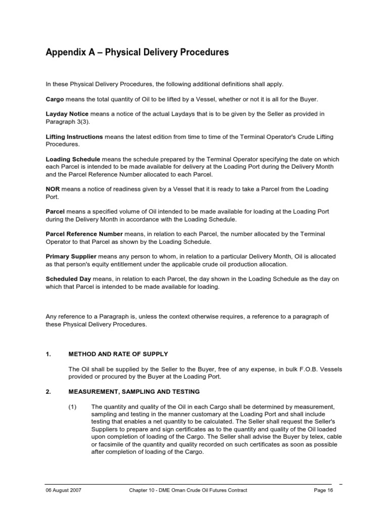 Physical Delivery Product Crude Oils | PDF | Oil Tanker | Futures Contract