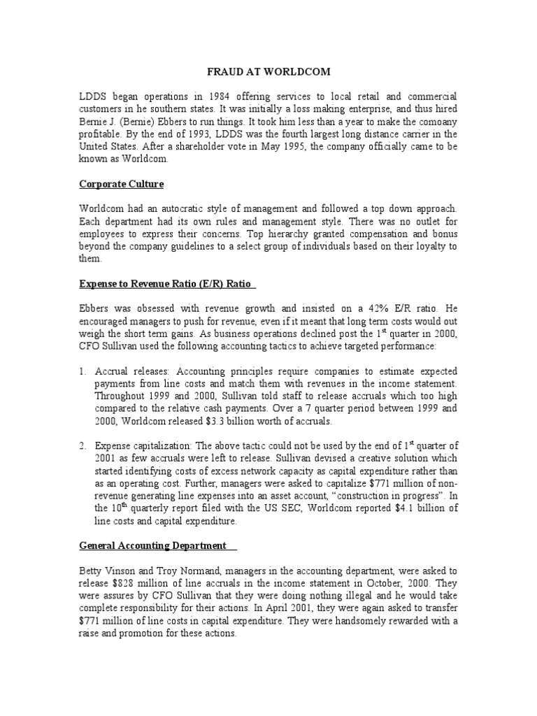 MN404 - Casestudy - Accounting Fraud at Worldcom | PDF
