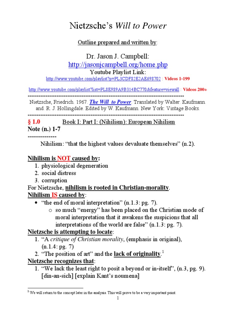 Nietzsche Will To Power | PDF | Nihilism | Good And Evil