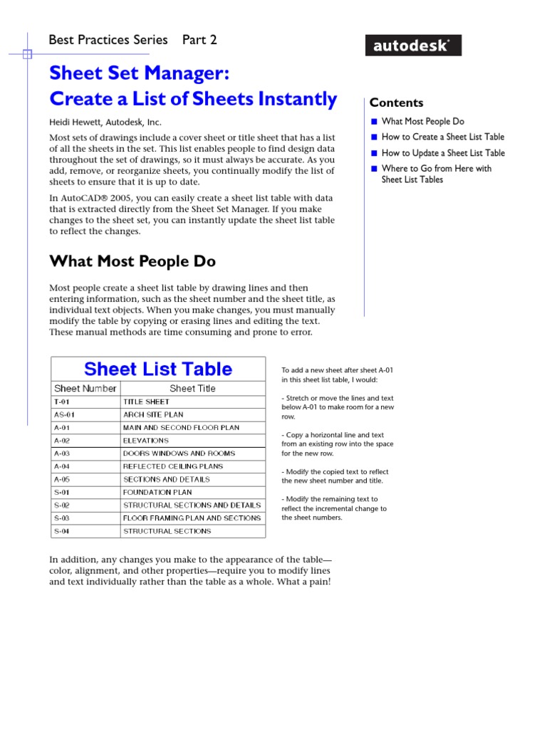 Sheet Set MGR Sheetlist | PDF | Autodesk | Hyperlink