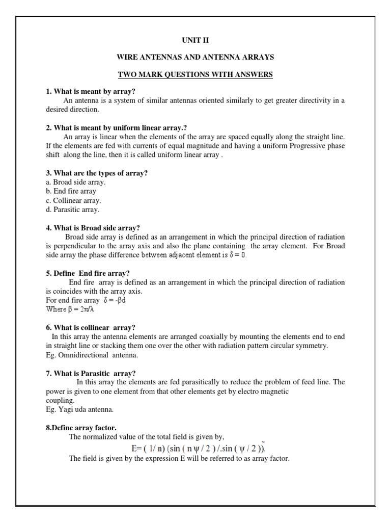 Wire Antennas and Array Types Explained | PDF | Antenna (Radio ...