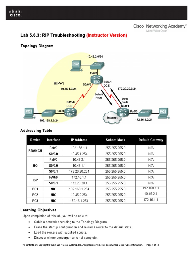 E2 Lab 5 6 3 Instructor | PDF | Router (Computing) | Cisco Certifications