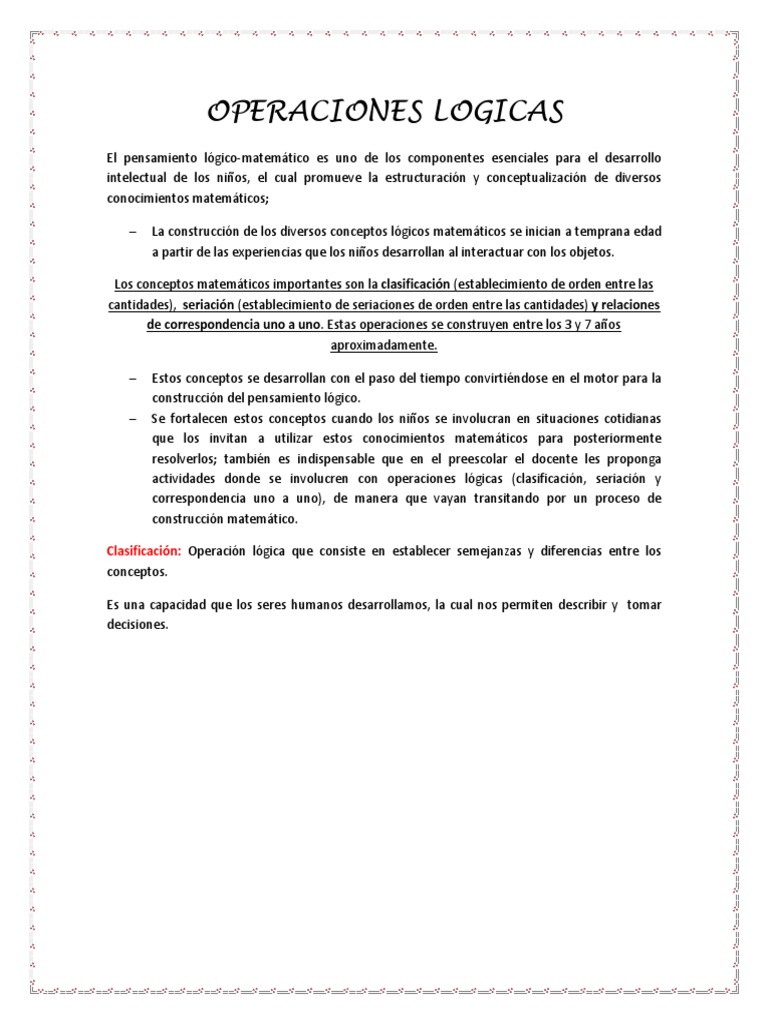 Desarrollo de Operaciones Lógicas en Niños | PDF | Salud y bienestar