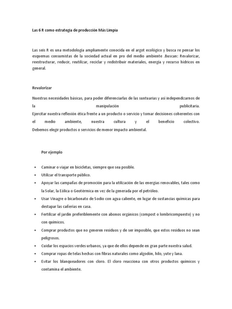 Las 6 R Como Estrategia de Producción Más Limpia | PDF | Residuos ...