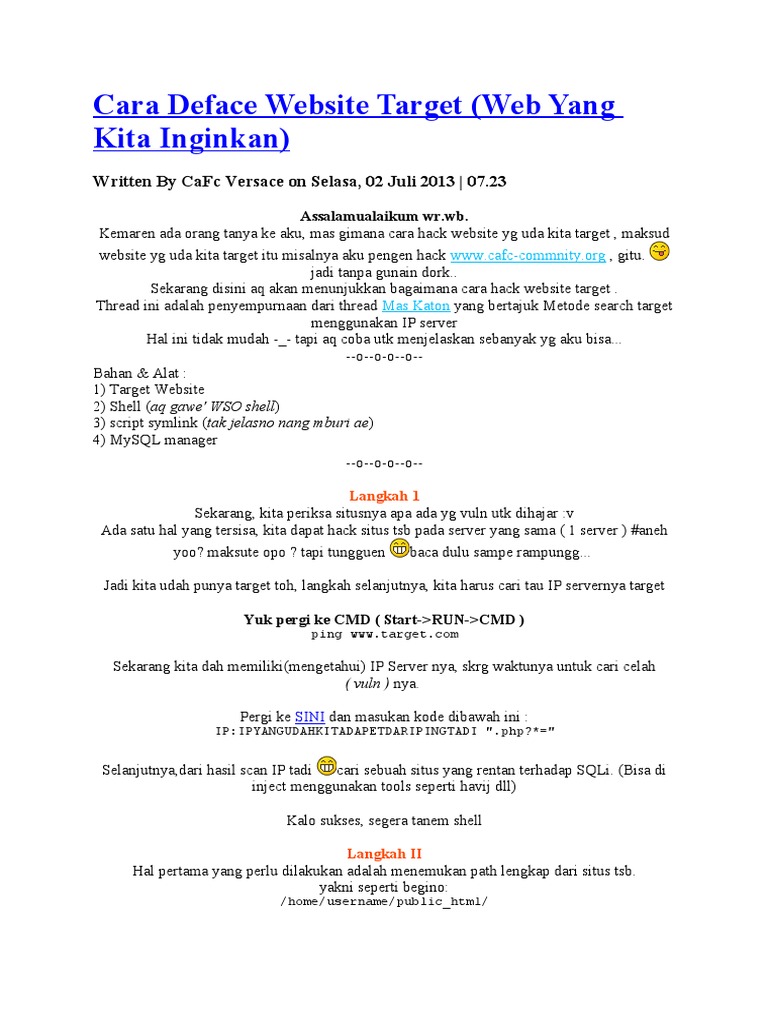Cara Deface Website Target Dan Mengatasi SQL I | PDF | Variabel (Ilmu ...