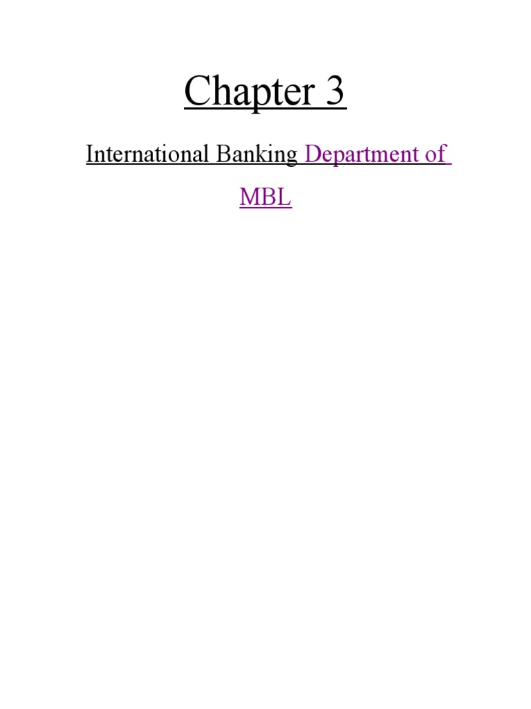 International Banking: Department of MBL | PDF | Letter Of Credit | Invoice