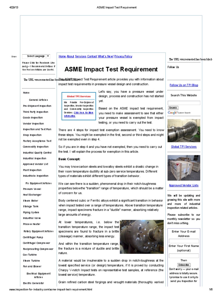 ASME Impact Test Requirements Explained | PDF | Fracture | Steel
