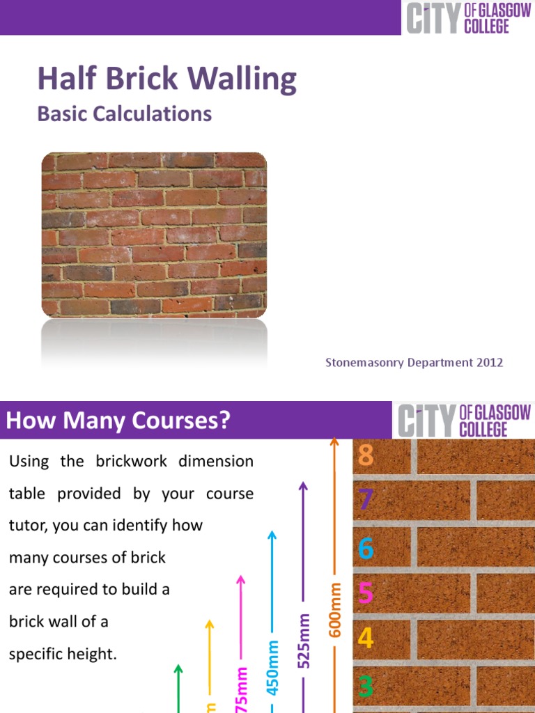 Half Brick Walling: Basic Calculations | PDF | Home & Garden