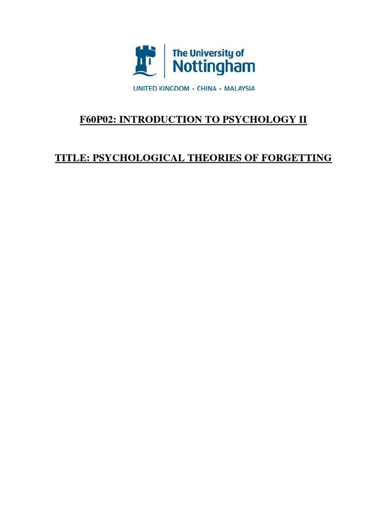 Theories of Forgetting | PDF | Recall (Memory) | Memory