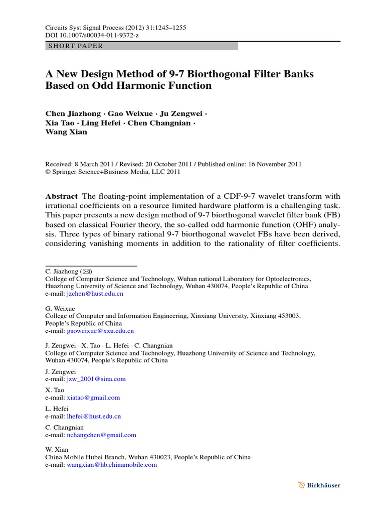 9 7 Filter Bank Design | PDF | Wavelet | Mathematical Objects