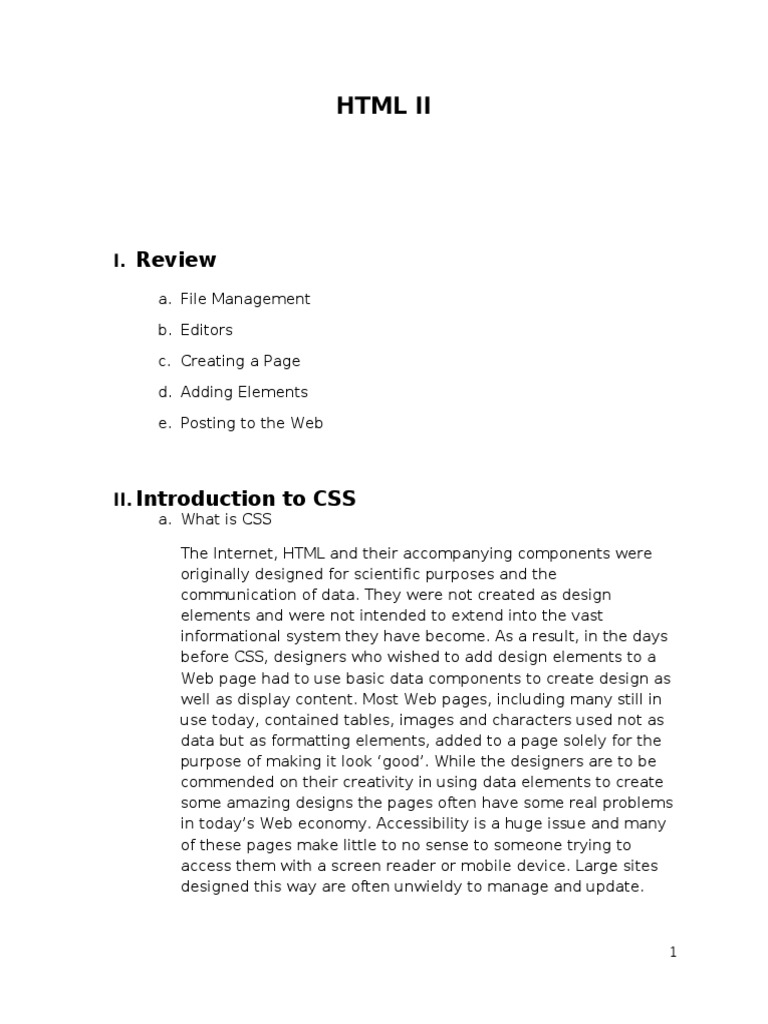 HTML Ii: Review | PDF | Cascading Style Sheets | Html Element