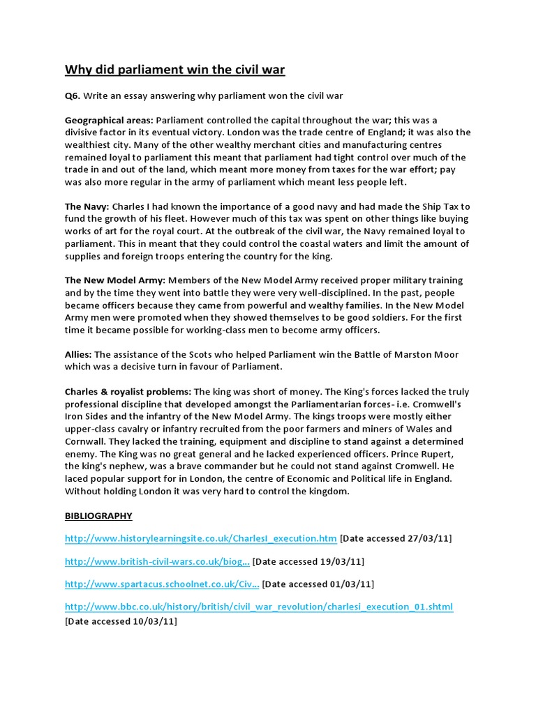 Why Did Parliament Win The Civil War | PDF | English Civil War | Army