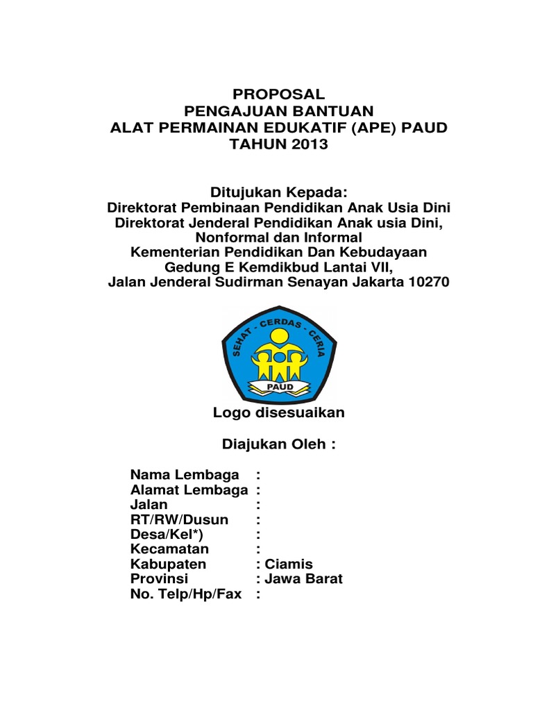 Proposal Ape Paud | PDF | Karier & Perkembangan | Game & Aktivitas