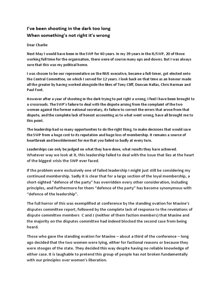 Pat Stack Resignation Letter | PDF