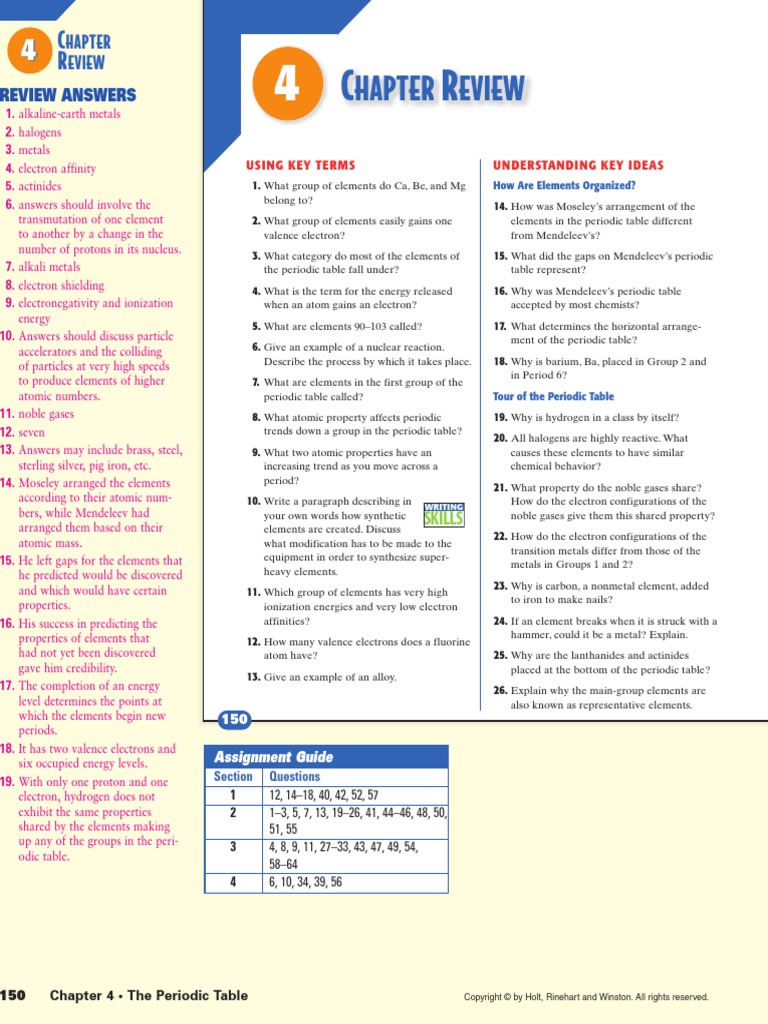 Ch4 Ans | PDF | Periodic Table | Ion