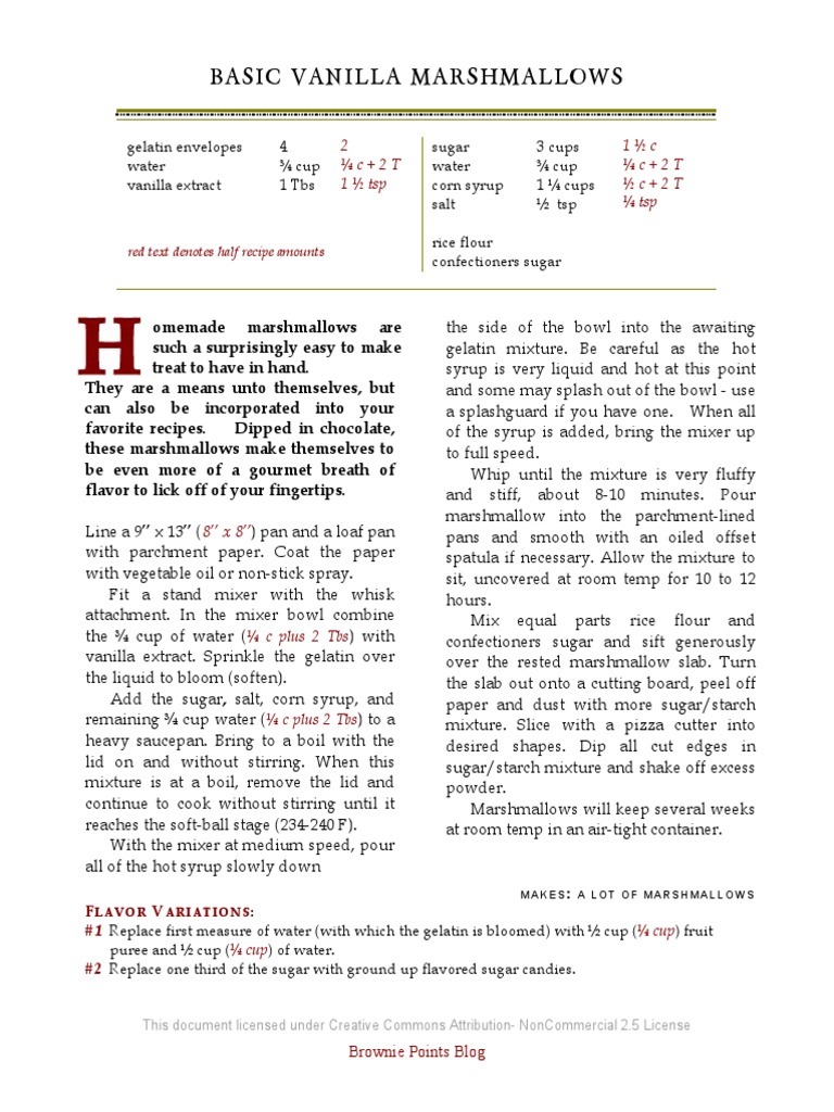 Basic Vanilla Marshmallows | PDF | Marshmallow | Syrup