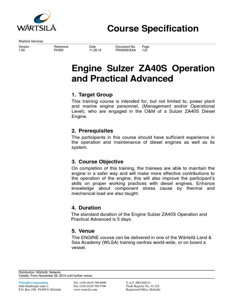 Sulzer ZA40S Engine Training Course | PDF | Diesel Engine | Engines