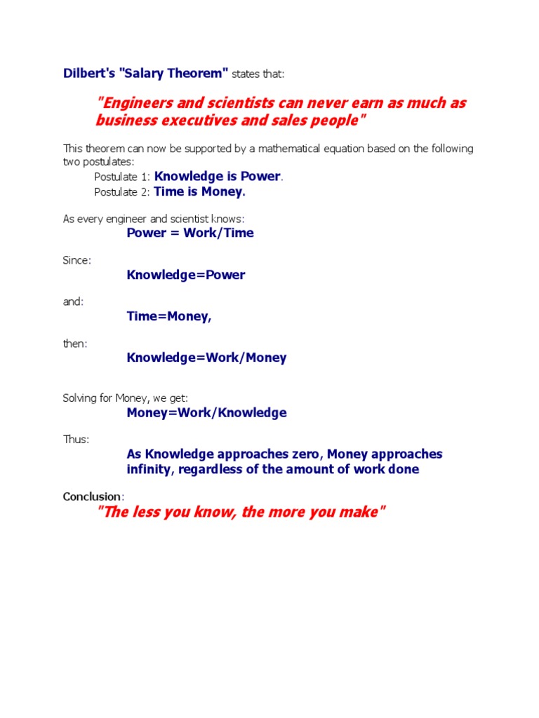 Salary Theorem by Dilbert | PDF