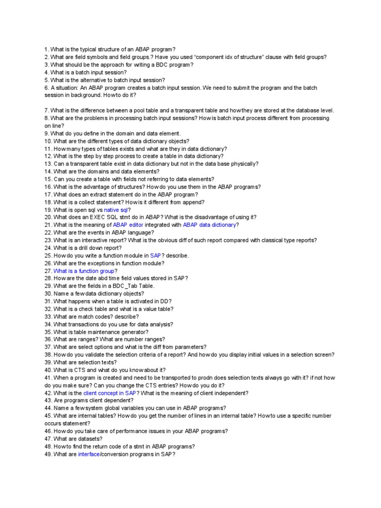 ABAP program structure and BAPI | PDF | Computer Programming | Computing