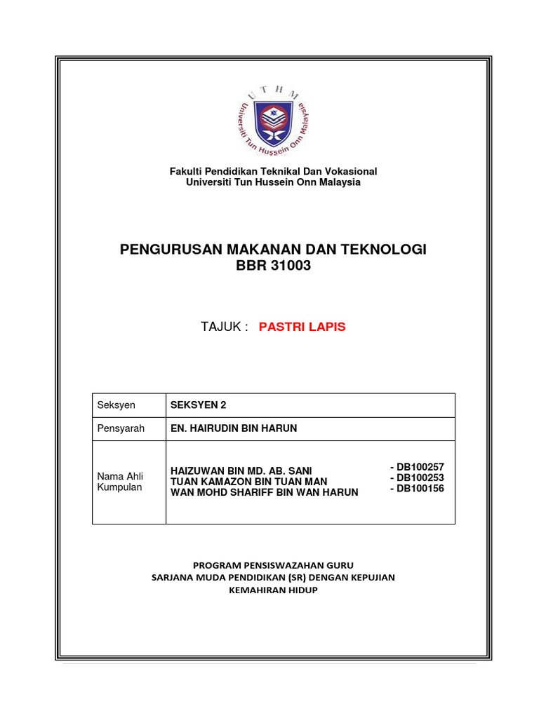 Laporan Pastri Lapis | PDF | Karier & Perkembangan