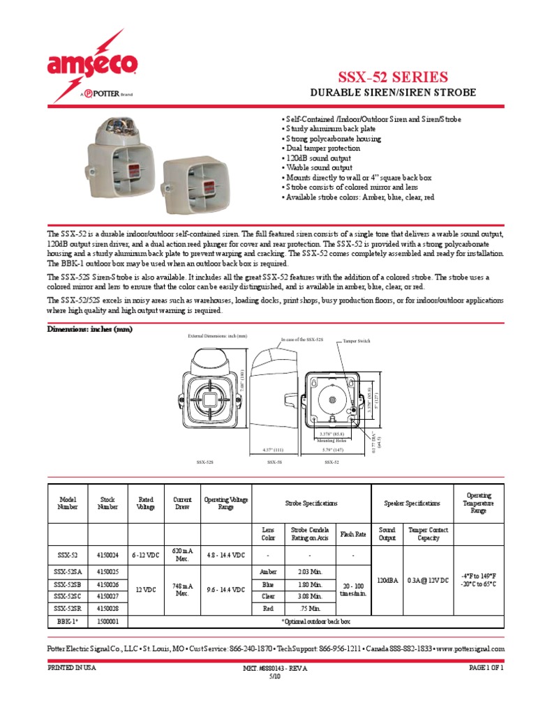 Amseco SSX 52S Datasheet | PDF | Home & Garden