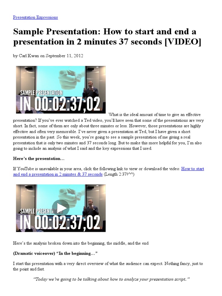 Sample Presentation - How To Start & End A Presentation PDF | PDF ...