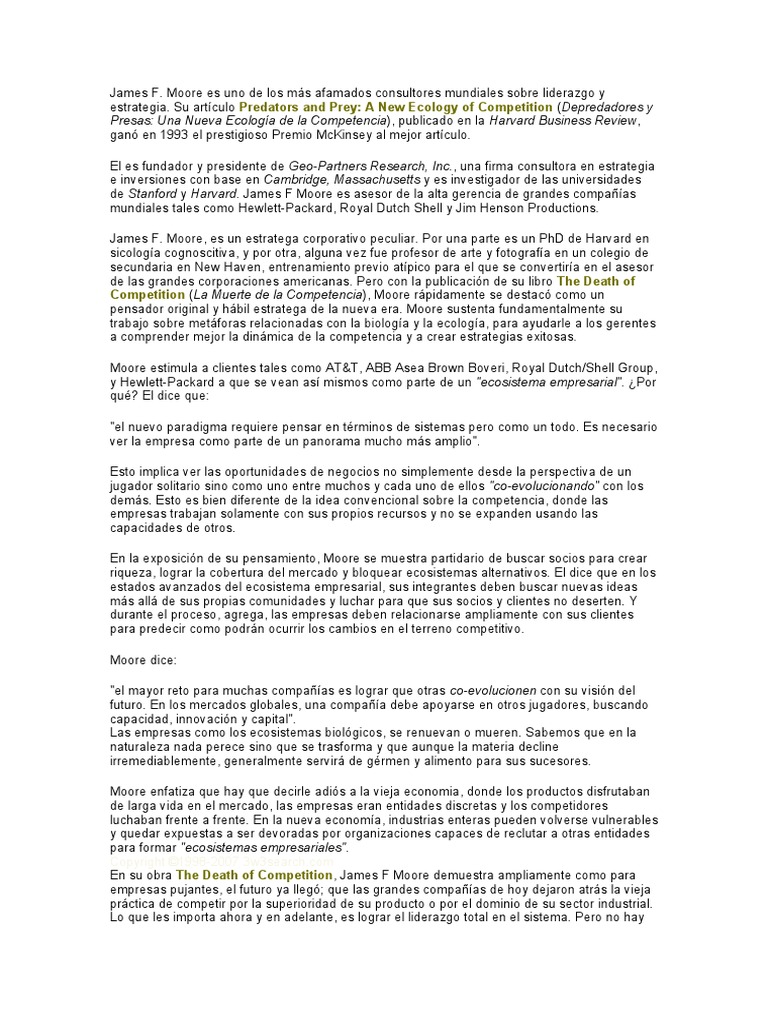 James F. Moore | PDF | Mercado (economía) | Science
