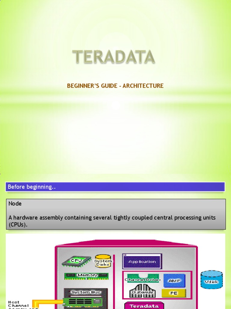 Teradata Beginners Guide Architecture Pdf Parallel Computing Databases 