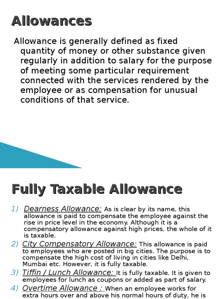 Allowances Under Income Tax Act1961 | PDF | Expense | Overtime