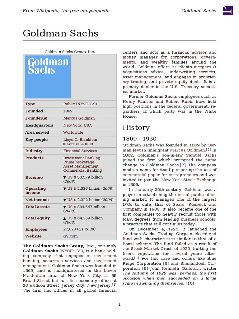 Goldman Sachs Group | PDF | Goldman Sachs | Investment Banking