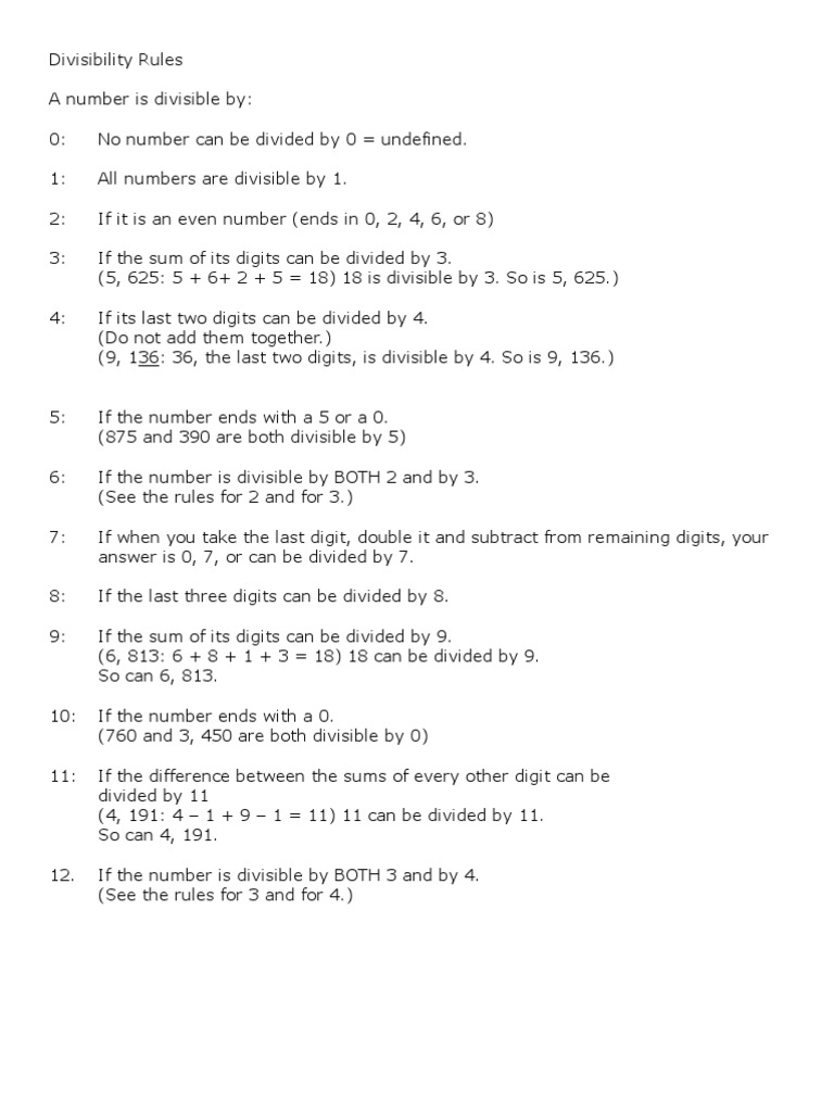 Math Divisibility Guide for Students | PDF | Arithmetic | Teaching ...