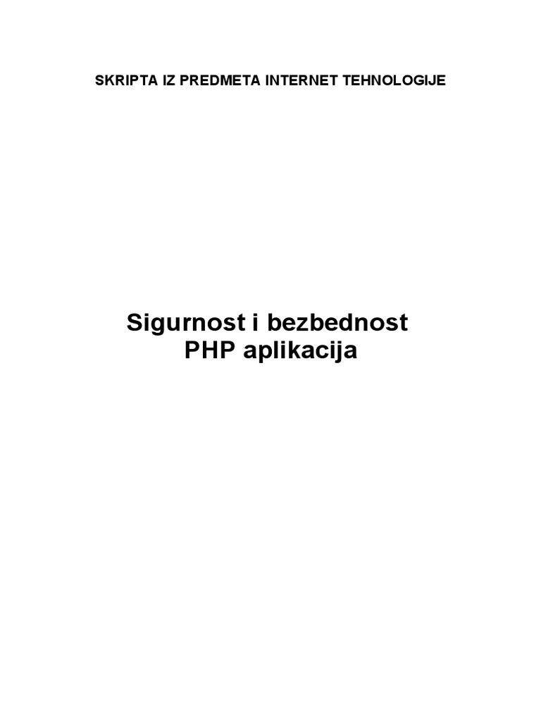 Sigurnost I Bezbednost U PHP Aplikacijama | PDF