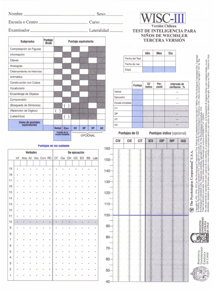 Protocolo WISC-III V.CH PDF | PDF