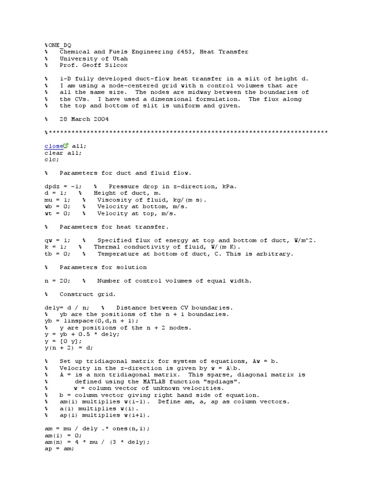 Heat Transfer With Matlab | PDF | Heat Transfer | Matrix (Mathematics)