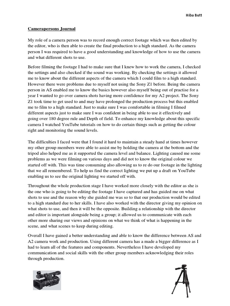 Beginning of Camera Journal | PDF