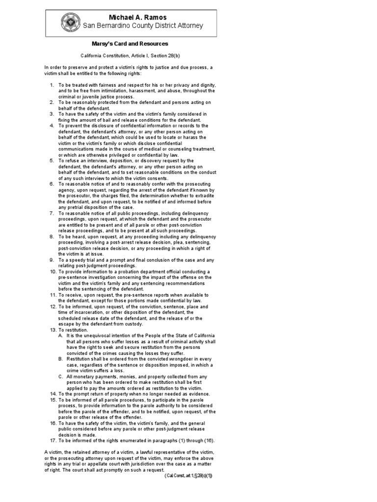 Marsy's Card and Resources | PDF | Victimology | Parole