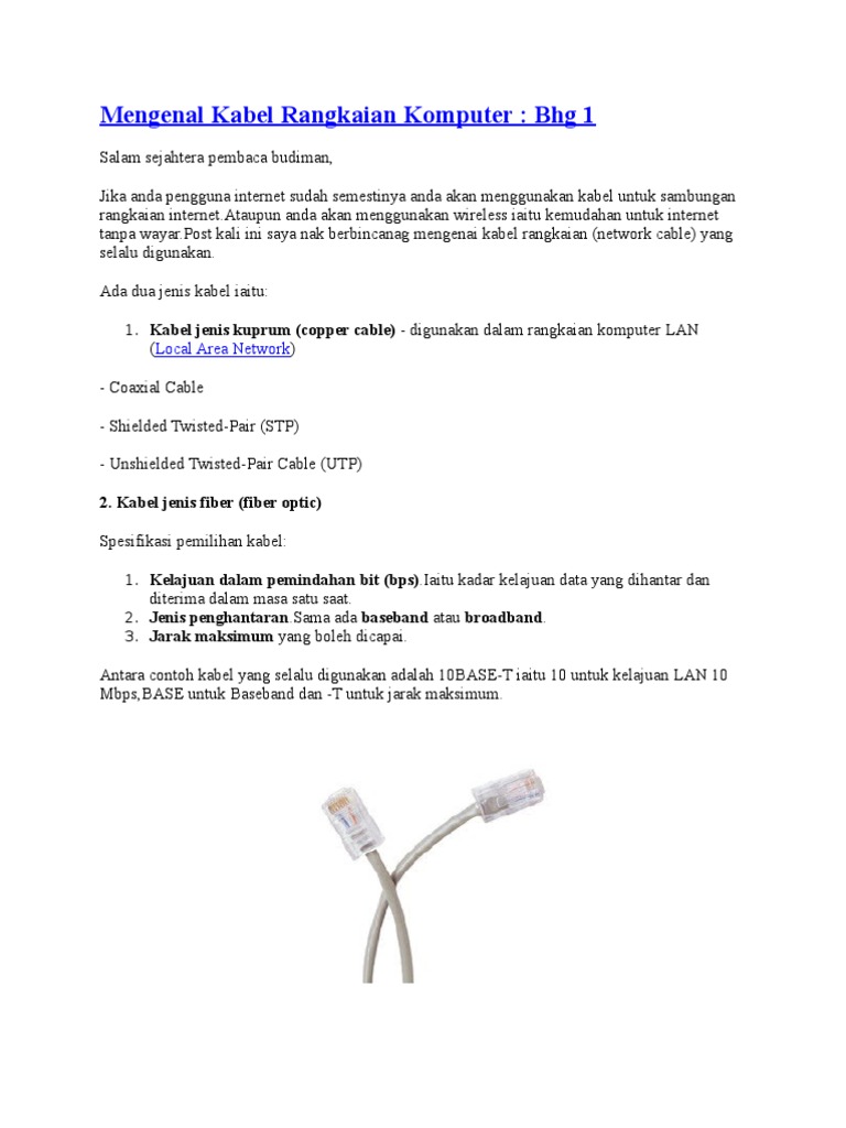 Mengenal Kabel Rangkaian Komputer | PDF
